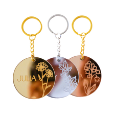 Round Birth Month Flower Keychain | Personalised Gifts NZ — Oh Craft