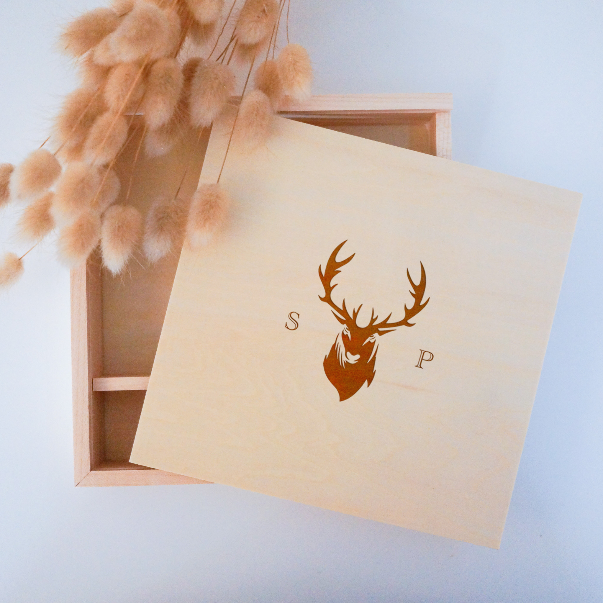 Stag Design Wedding Photo + USB Drive Keepsake Box | Custom Gifts NZ ...