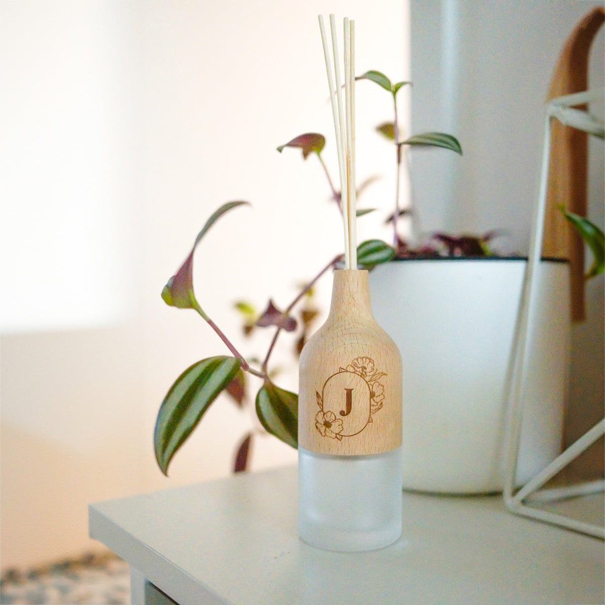 Flora Monogram Wooden Reed Diffuser | Personalised Gifts NZ — Oh Craft